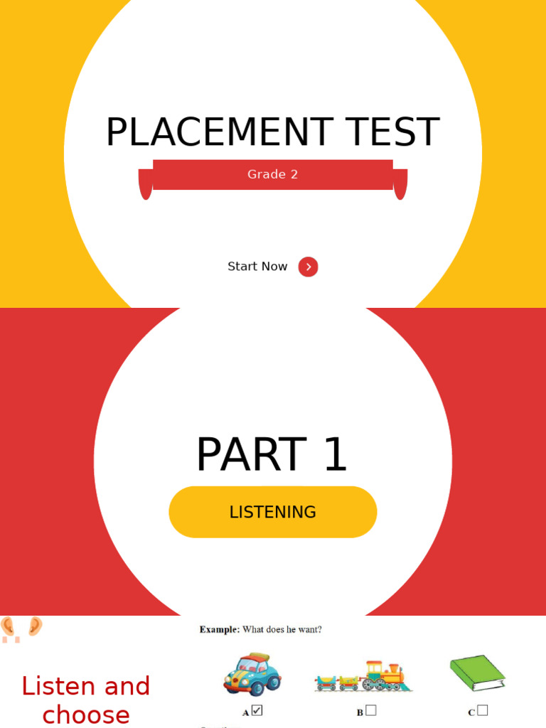 Grade 2 Placement Test: Listening & Writing | PDF