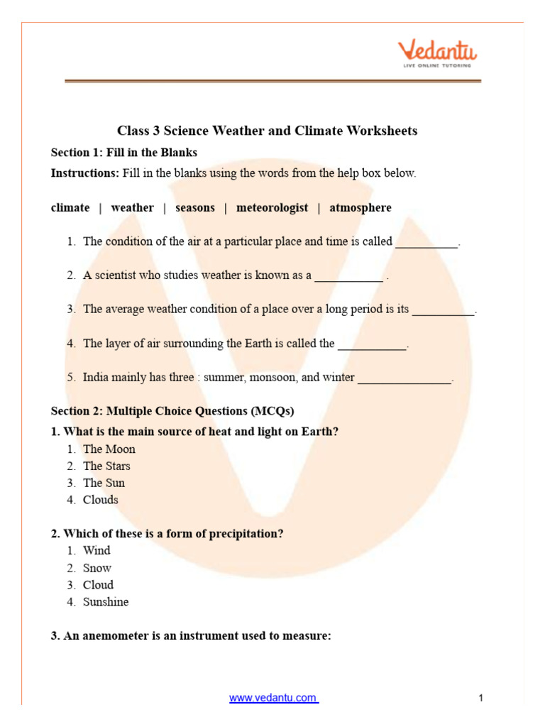 Weather Basics for Class 3 Students | PDF | Weather | Rain