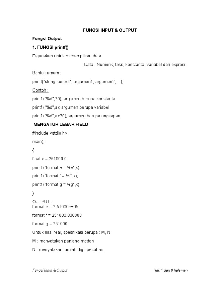 Fungsi Input Output | PDF