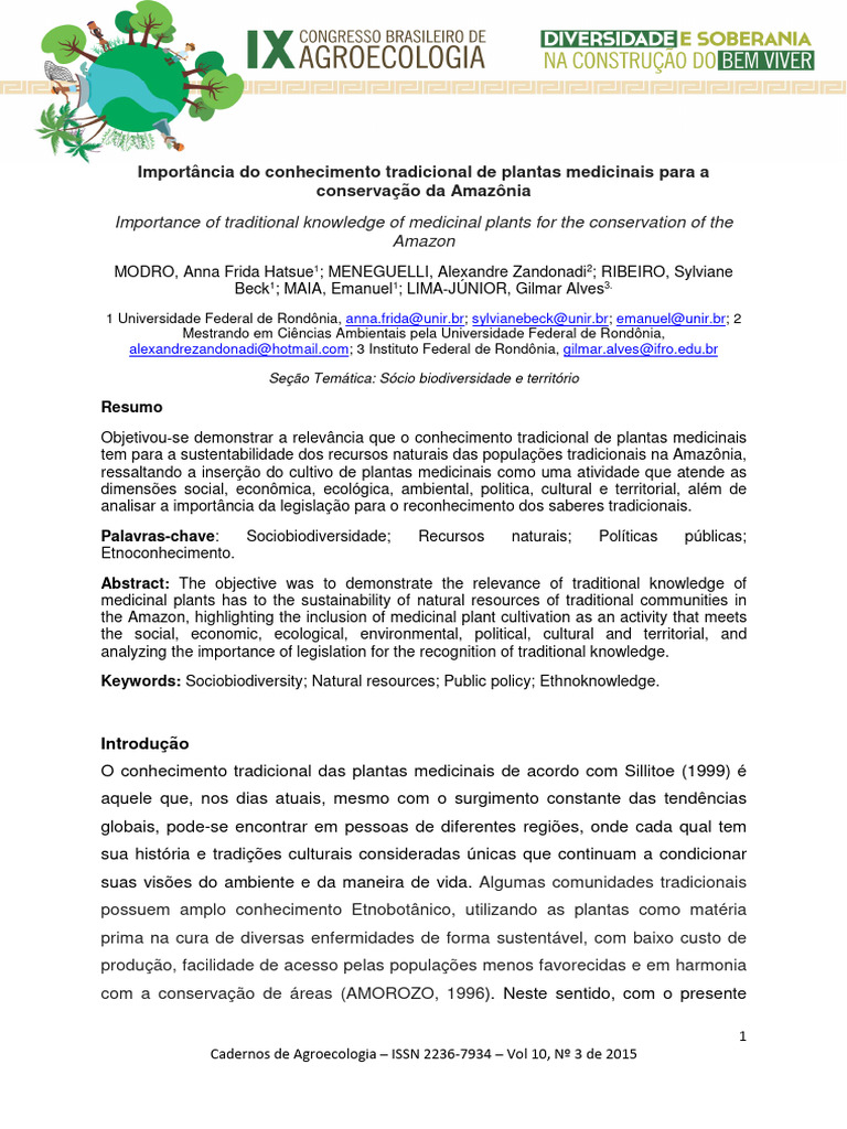 Importancia Do Conhecimento Tradicional | PDF | Sustentabilidade | Agroecologia