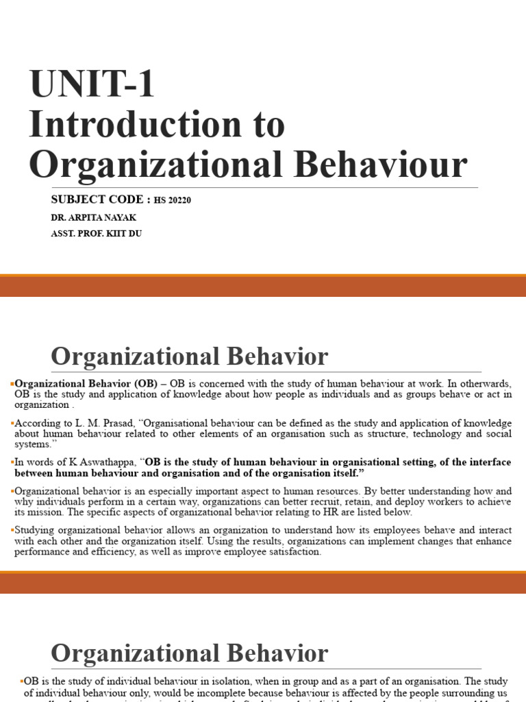 Introduction to Organizational Behavior | PDF | Organizational Behavior ...