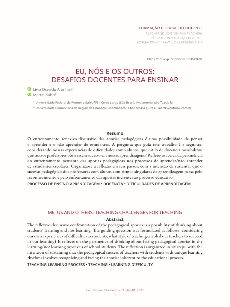 eu nós e os outros | PDF | Pensamento | Pedagogia