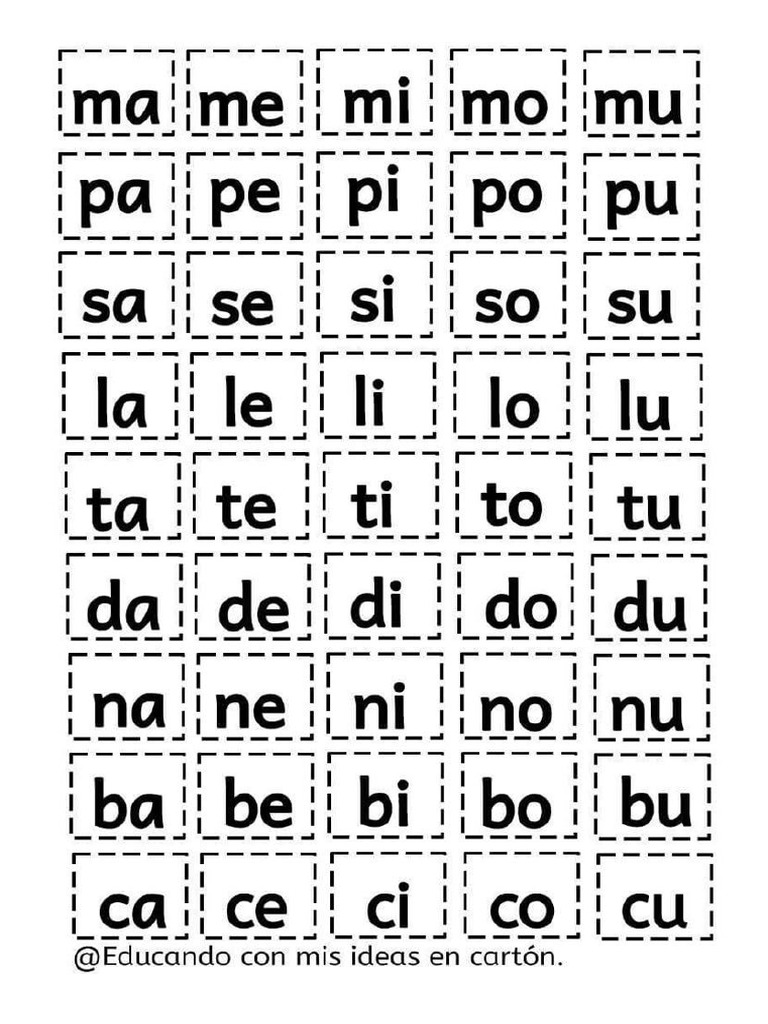 Silabas para Imprimir | PDF