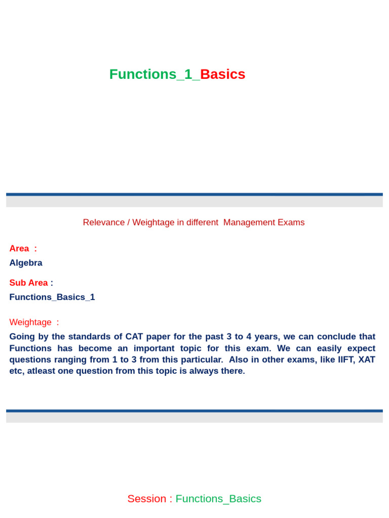 Functions Basics 1 CAT PPT | PDF | Function (Mathematics) | Functions ...