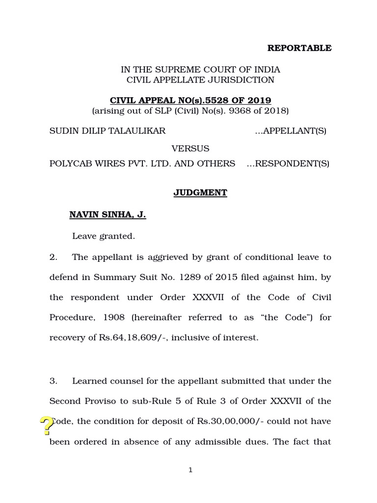 Supreme Court Ruling on Summary Suit | PDF | Lawsuit | Judgment (Law)