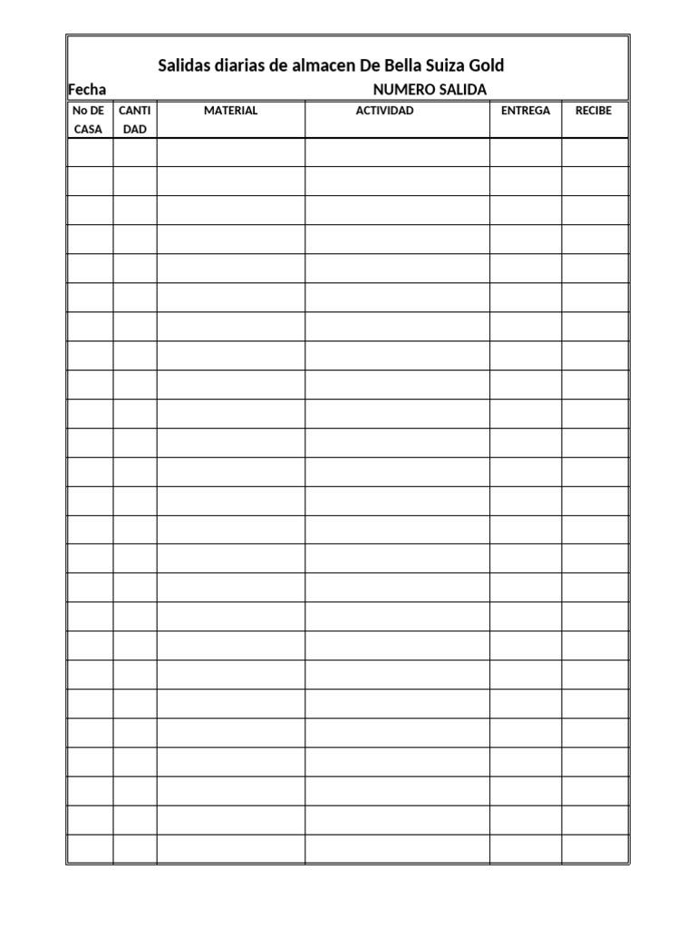 Formato de Salidas de Almacen | PDF