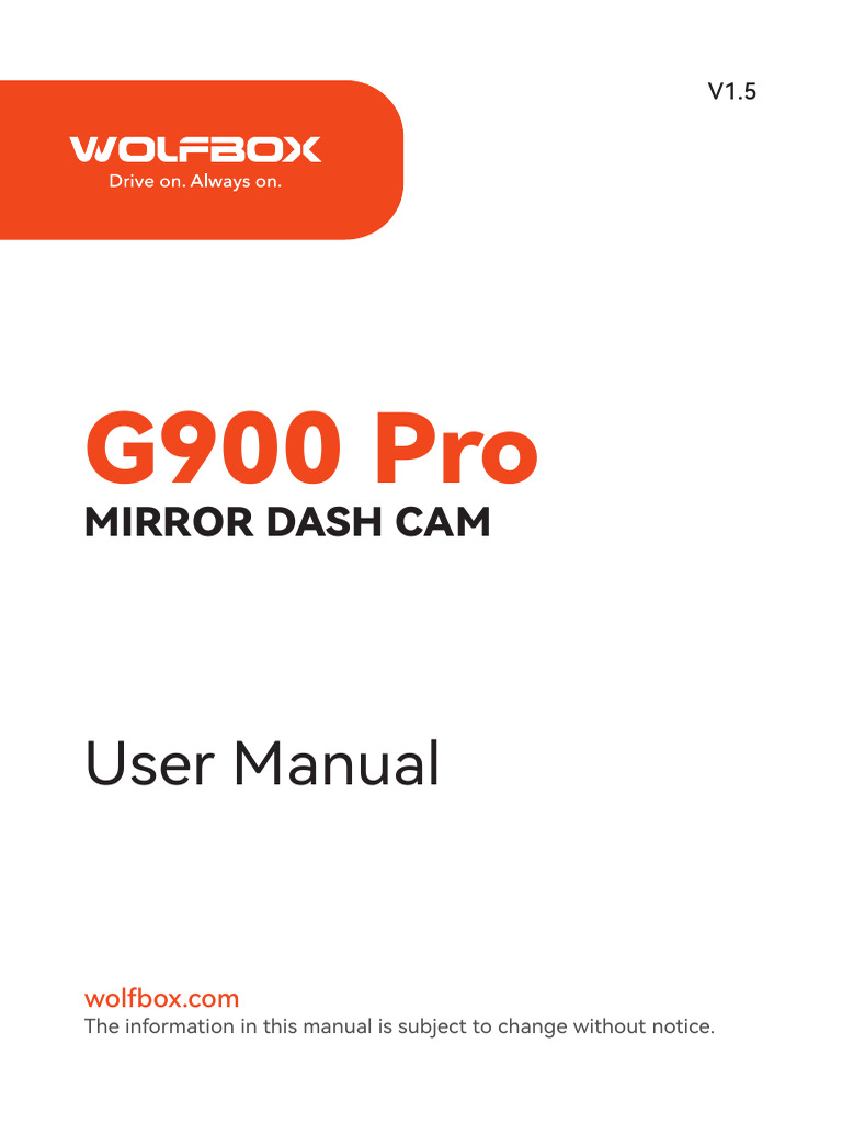 WOLFBOX G900 Pro Dash Cam Manual | PDF | Smartphone | Wi Fi