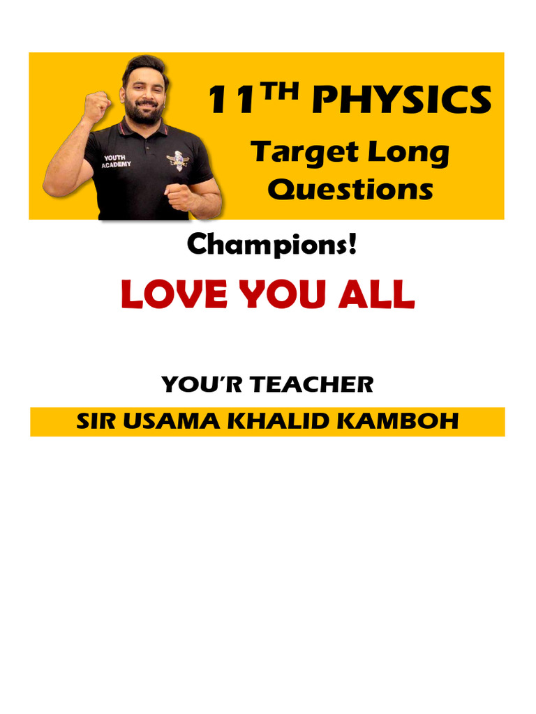11Th Physics 100 - Important Target Long Qs by Youth Academy | PDF ...
