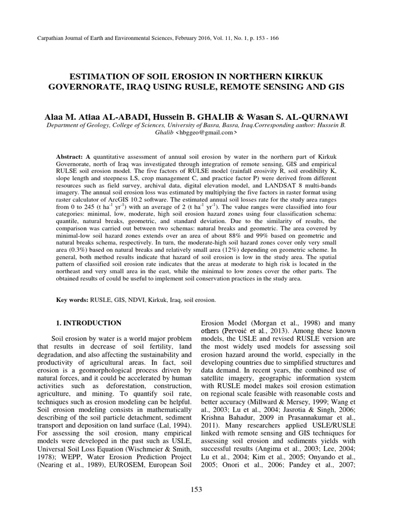 Estimation of Soil Erosion in Northern K | PDF | Soil | Earth Sciences
