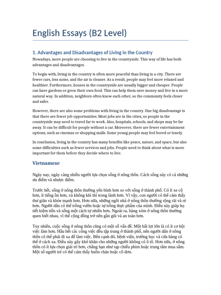 B2 Essays | PDF