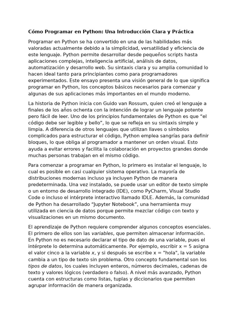 Act Cómo Programar en Python | PDF | Python (lenguaje de programación) | Lenguaje de programación