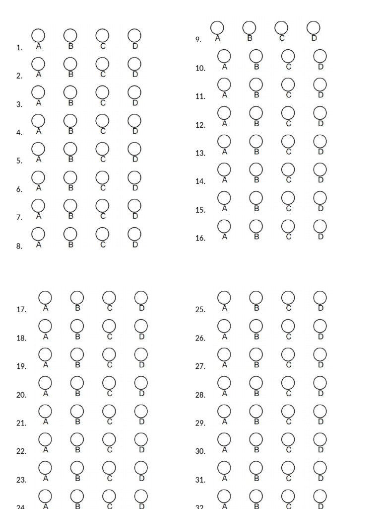 40 MCQS Bubble Sheet | PDF