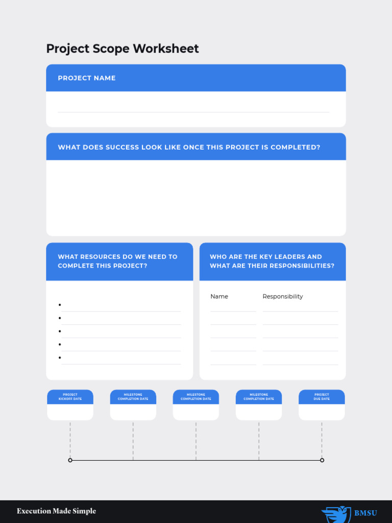 Project Scope Worksheet Fillable | PDF