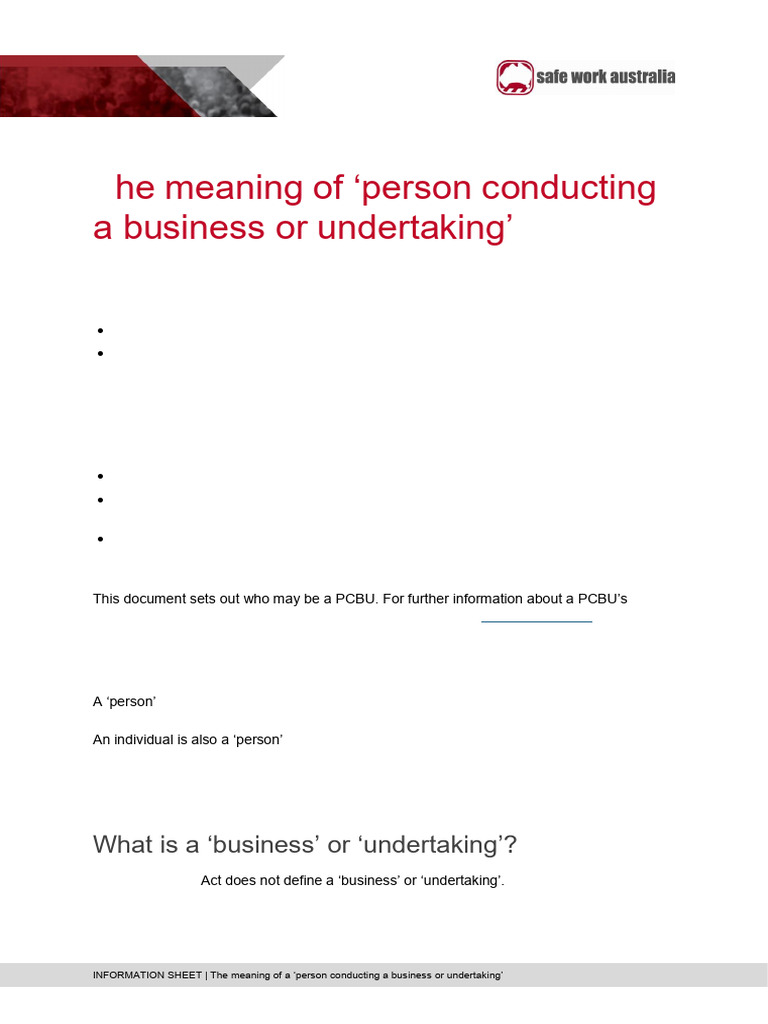What is a Person Conducting a Business or Undertaking | PDF ...