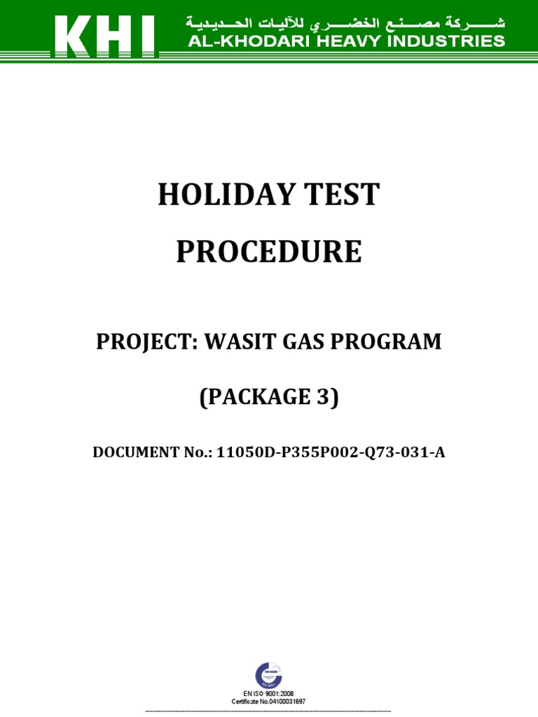 Quality Control Procedures for Coating Application and Holiday Testing ...
