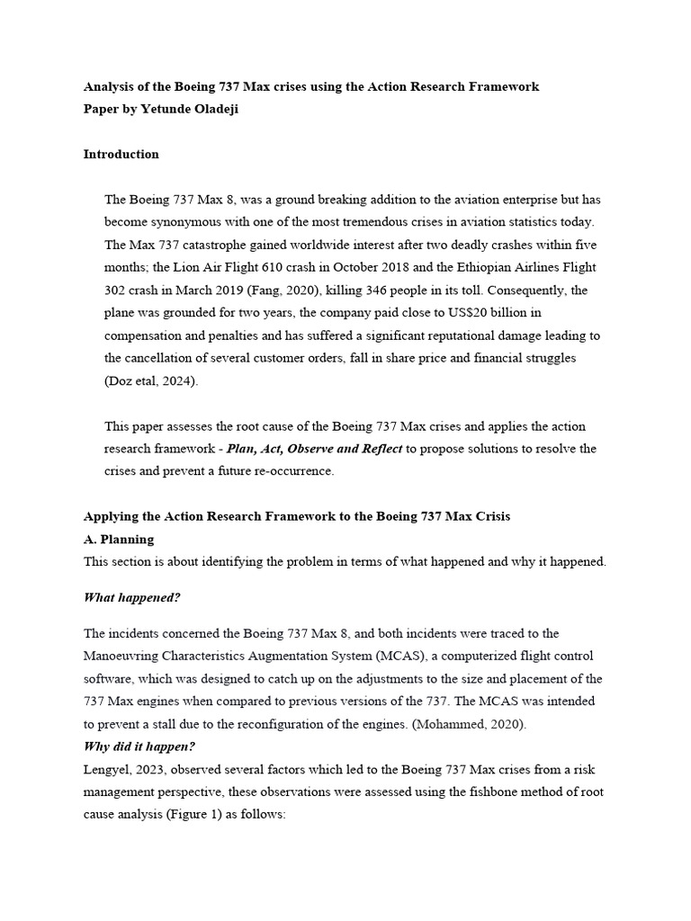 Boeing 737 Max Crisis Analysis Framework | PDF | Governance | Aviation