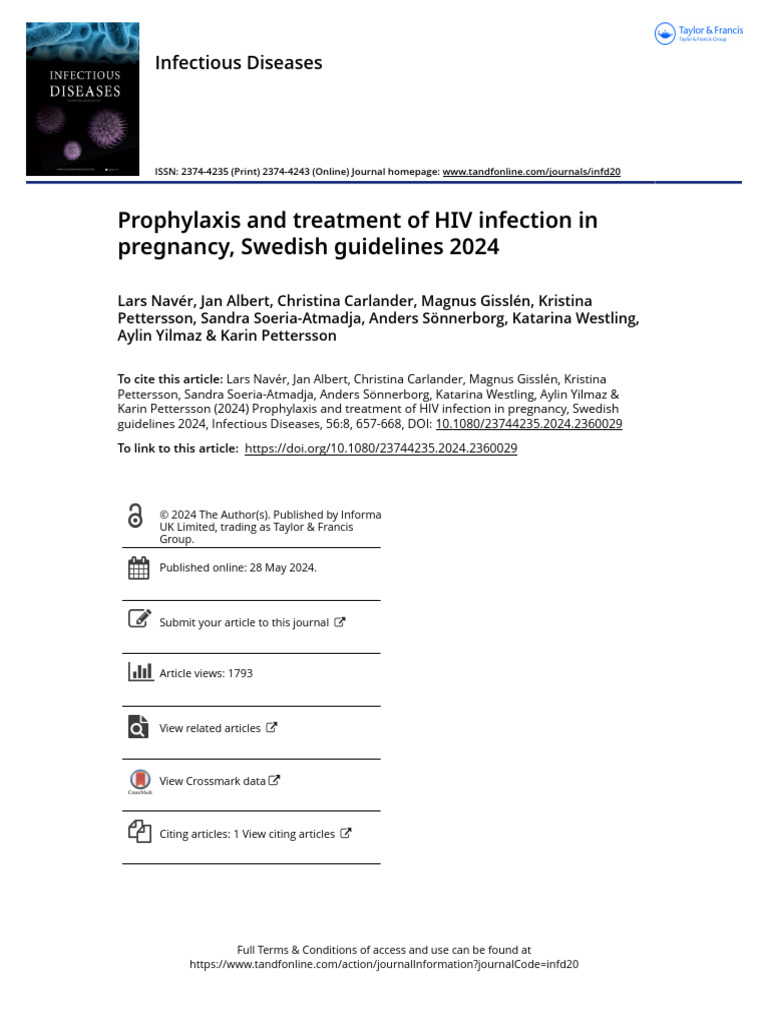 Prophylaxis and Treatment of HIV Infection in Pregnancy Swedish ...