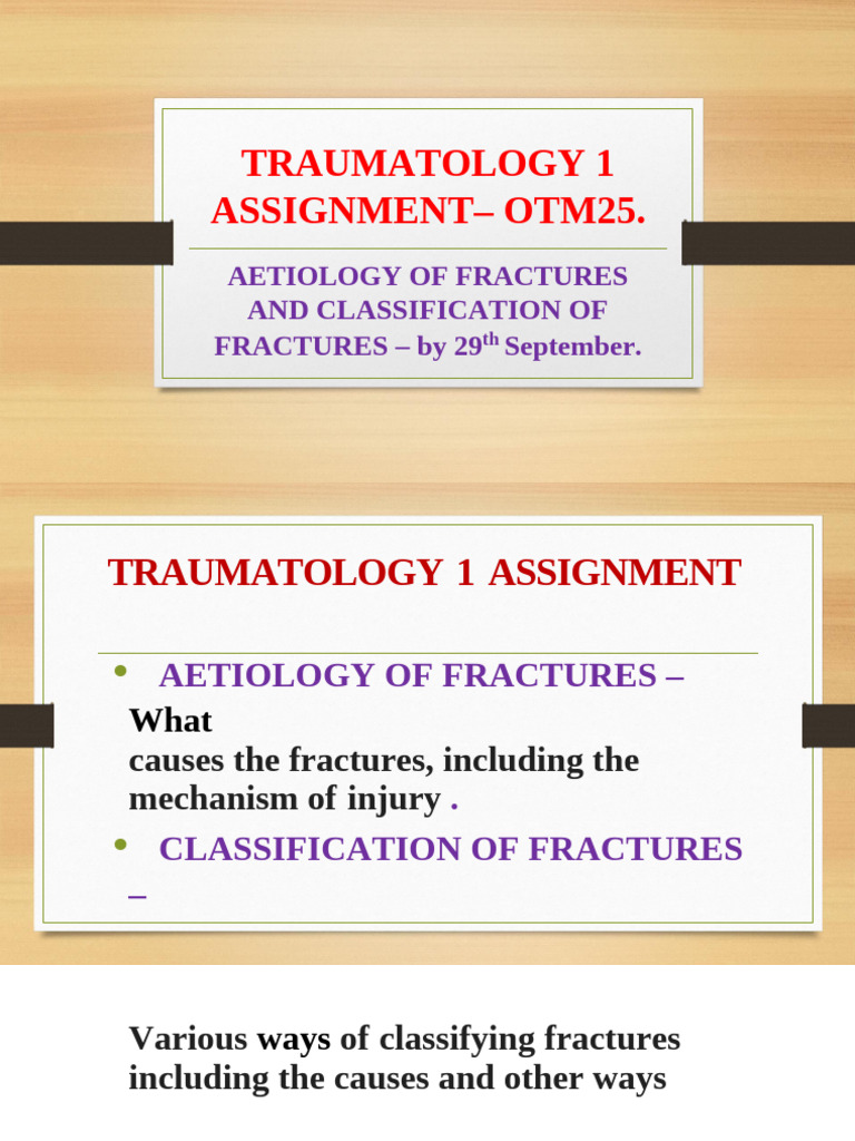 Aetiology and Classification Assigmt - OTM 1.2 | PDF