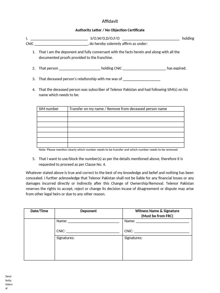 COO Disown - Deceased Case Undertaking | PDF