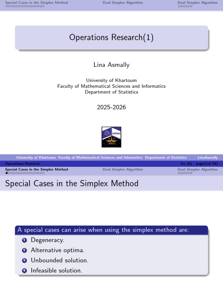 Or Lec6 Special Cases Dual Semplix 2025 | PDF | Mathematical ...