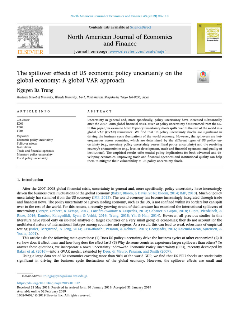 The Spillover Effects of US Economic Policy Uncertainty On The | PDF ...