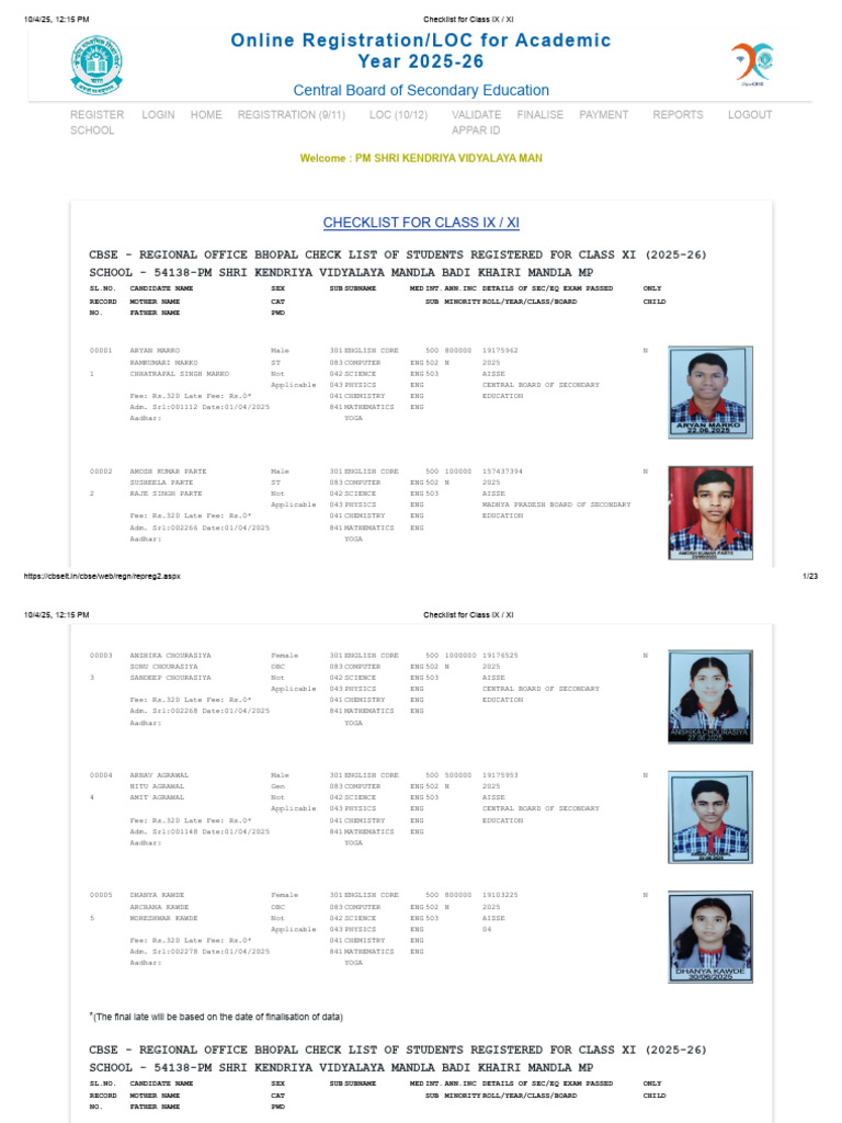 Class XI Registration Checklist 2025-26 | PDF | Adolescence ...