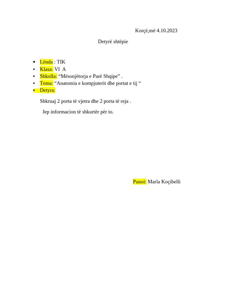 Anatomia e Kompjuterit Dhe Portat e Tij | PDF