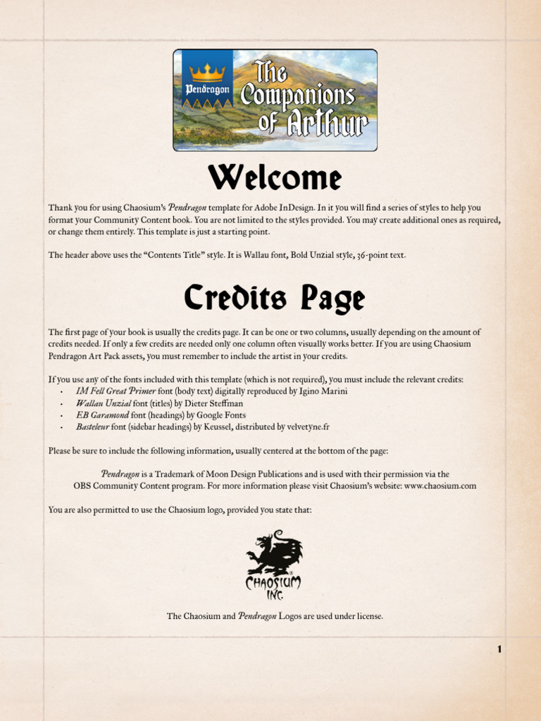 Companions of Arthur Template InDesign v1.0 | PDF | Paragraph | Publishing