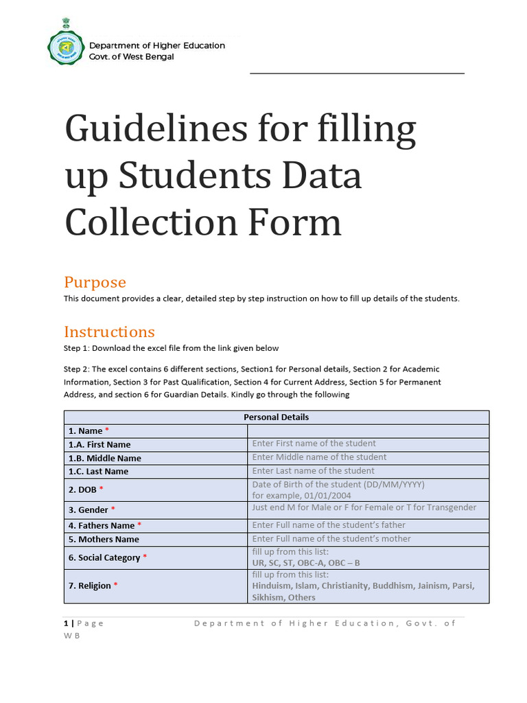 Student Data Collection Guidelines | PDF | Disability | Machinist