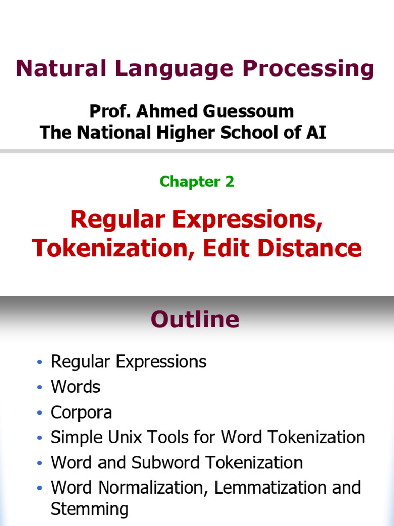 Chapter 02 - Regular Expressions, Tokenization, Edit Distancenew | PDF | Regular Expression ...
