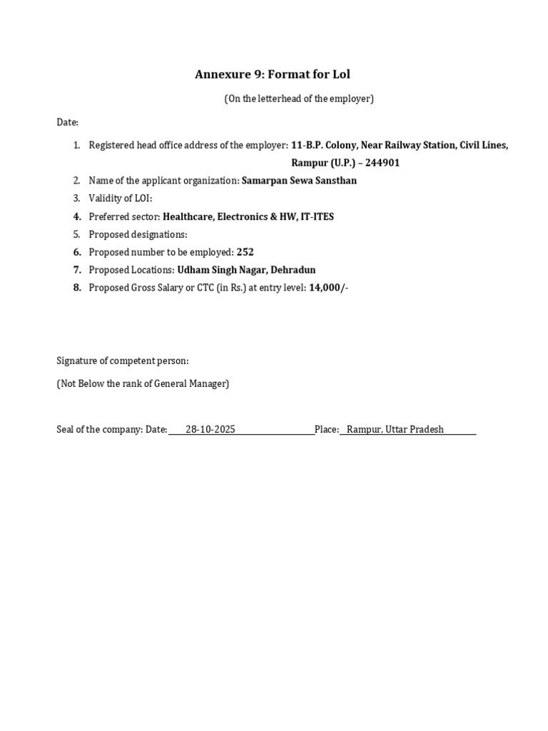 Format for Letter of Intent (LOI) | PDF