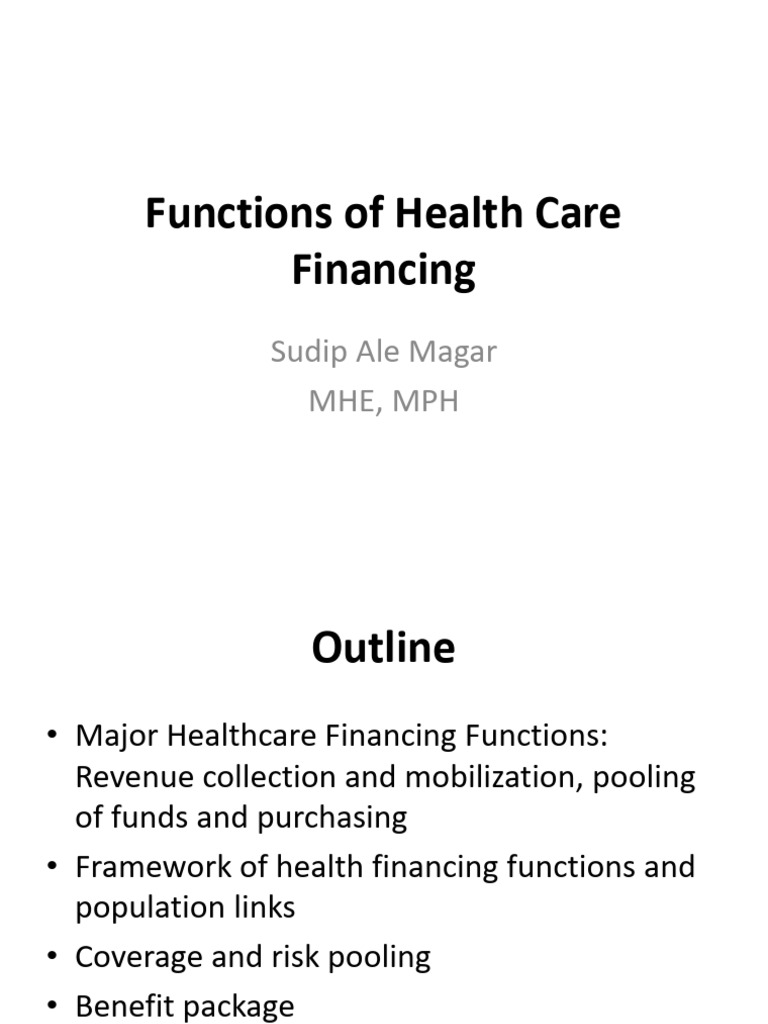 Key Functions of Health Financing | PDF | Taxes | Insurance