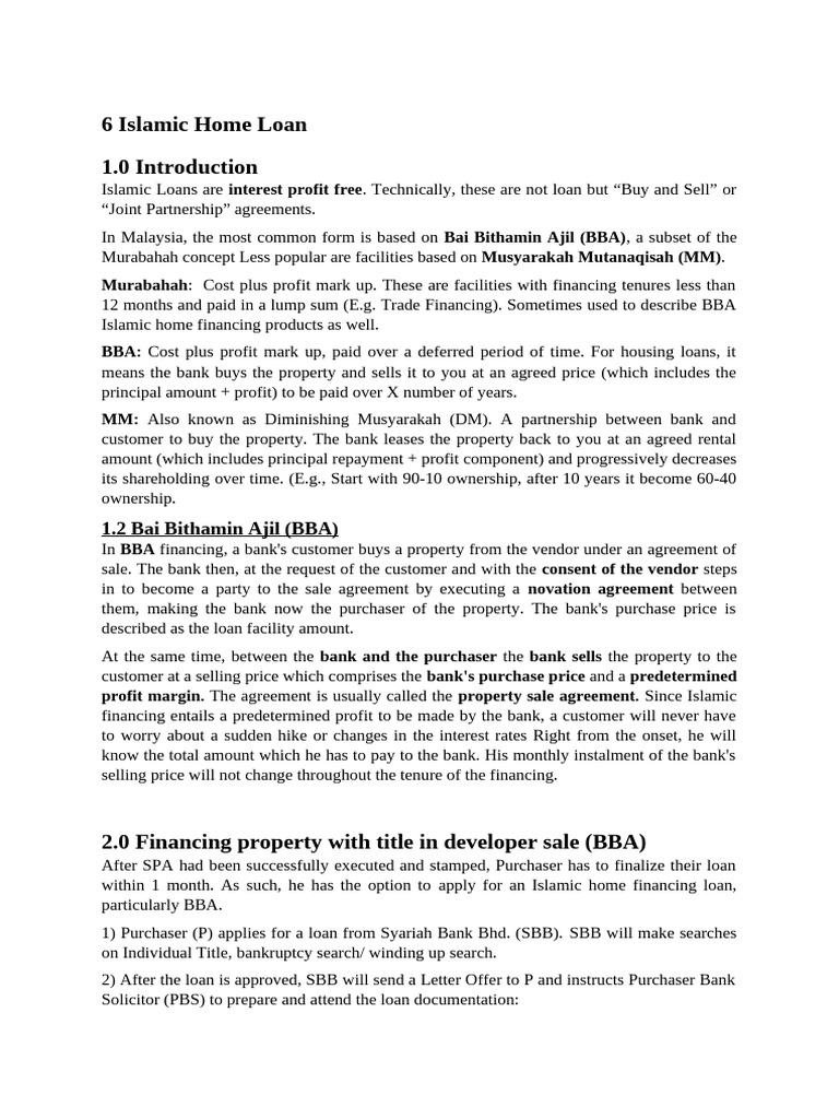 Islamic Home Loans Explained: BBA & MM | PDF | Islamic Banking And ...