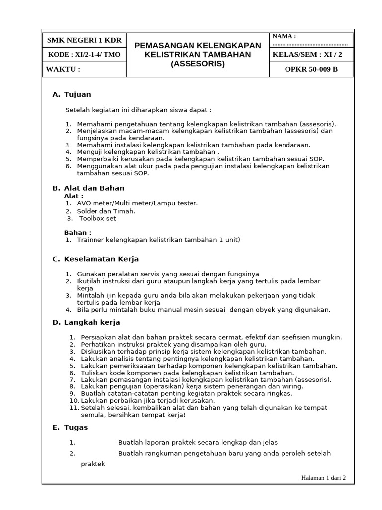 Jobsheet 50-009B | PDF