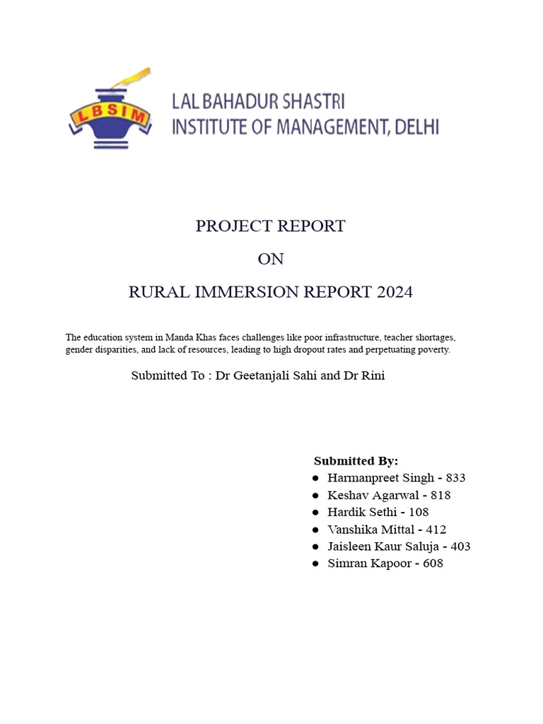 Rural Education Challenges in Manda Khas | PDF | Schools | Literacy