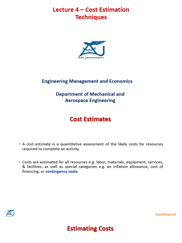 Lecture 4 - Handouts - Cost Estimation Techniques | PDF | Accuracy And Precision | Life Cycle ...