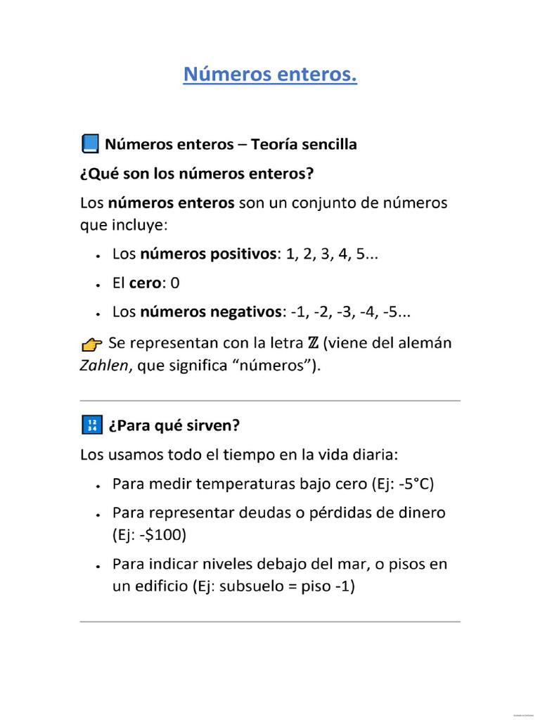 Matemática Números Enteros Pdf