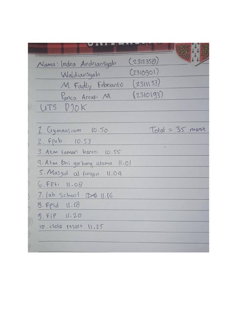 Uts Pjok Nama Nim | PDF