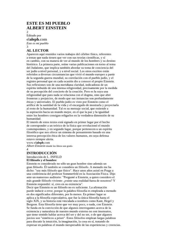 Albert Einstein Este Es Mi Pueblo | PDF | Albert Einstein | Existencia