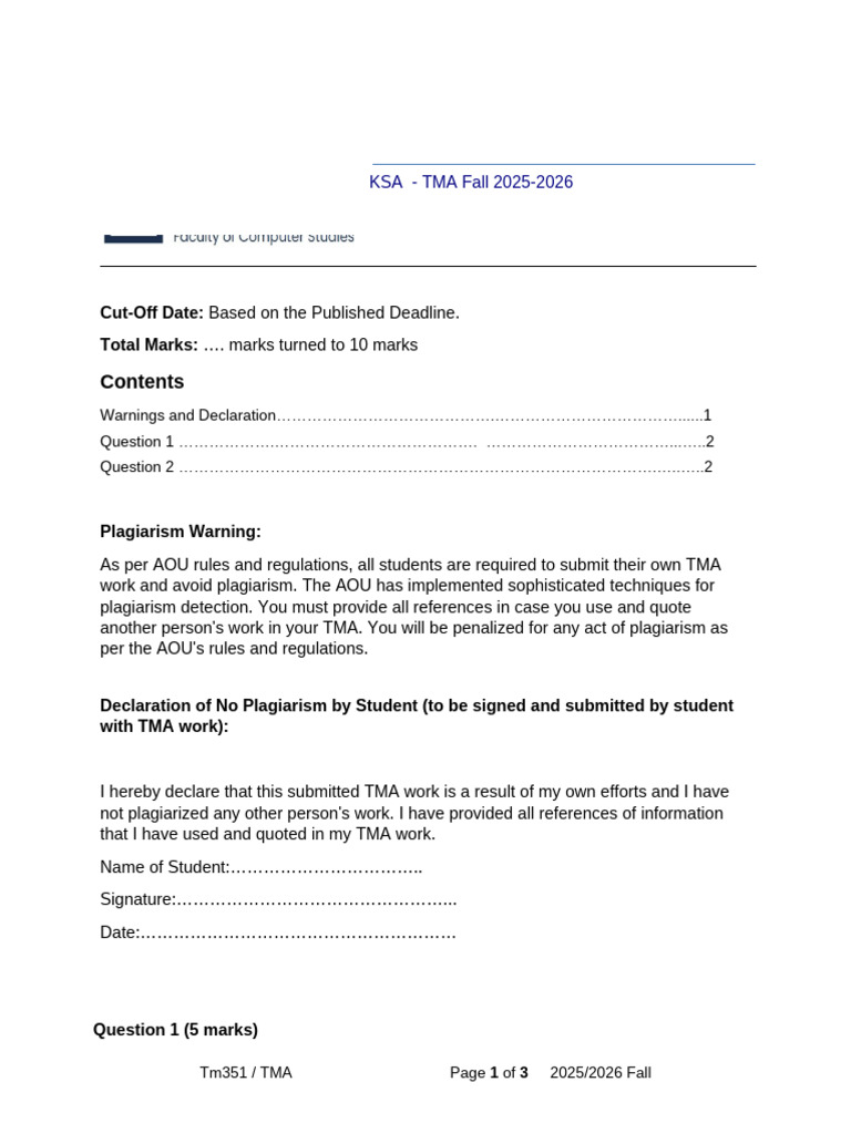 TM351 Data Management TMA Fall 2025 | PDF | Statistics | Statistical ...