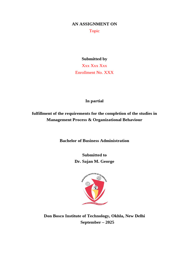 Cover Page BBA | PDF