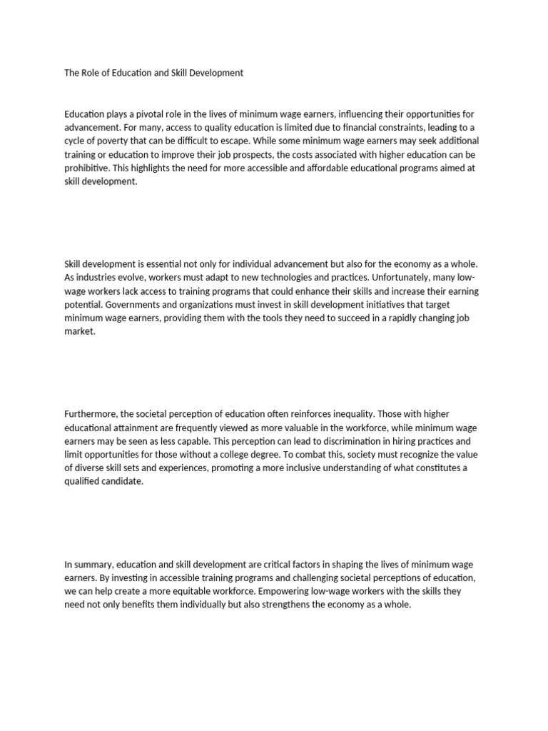 The Role of Education Skill and Development Essay | PDF