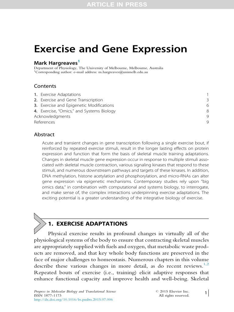 Hargreaves 2015 Exercise and Gene Expression | PDF | Histone | Epigenetics