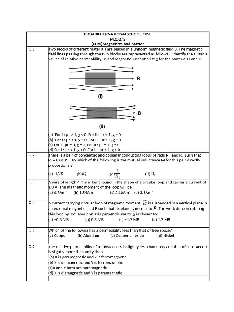 Magnetic Moment of a Circular Wire Loop | PDF | Magnetism | Ferromagnetism