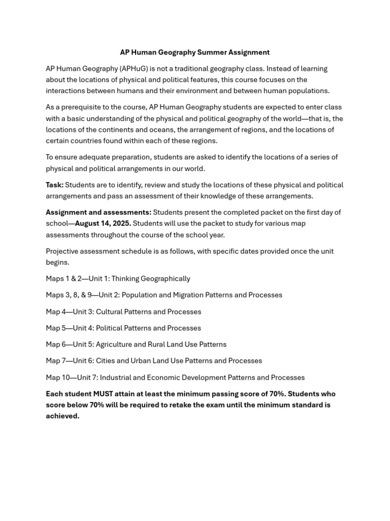 AP Human Geography Summer Reading 2025-2026 | PDF