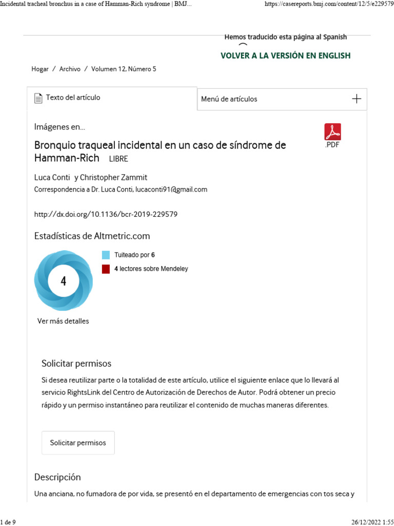 Bronquio traqueal en síndrome de Hamman-Rich | PDF | Neumonía | Sistema ...