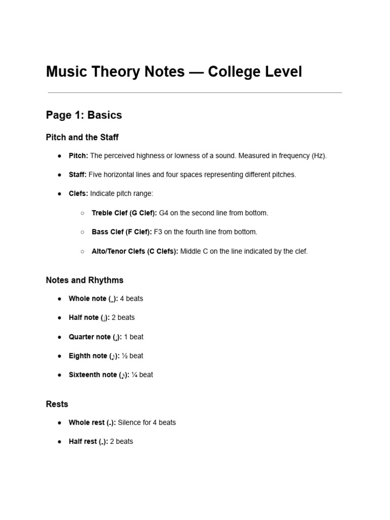 College Music Theory Overview | PDF | Minor Scale | Tempo