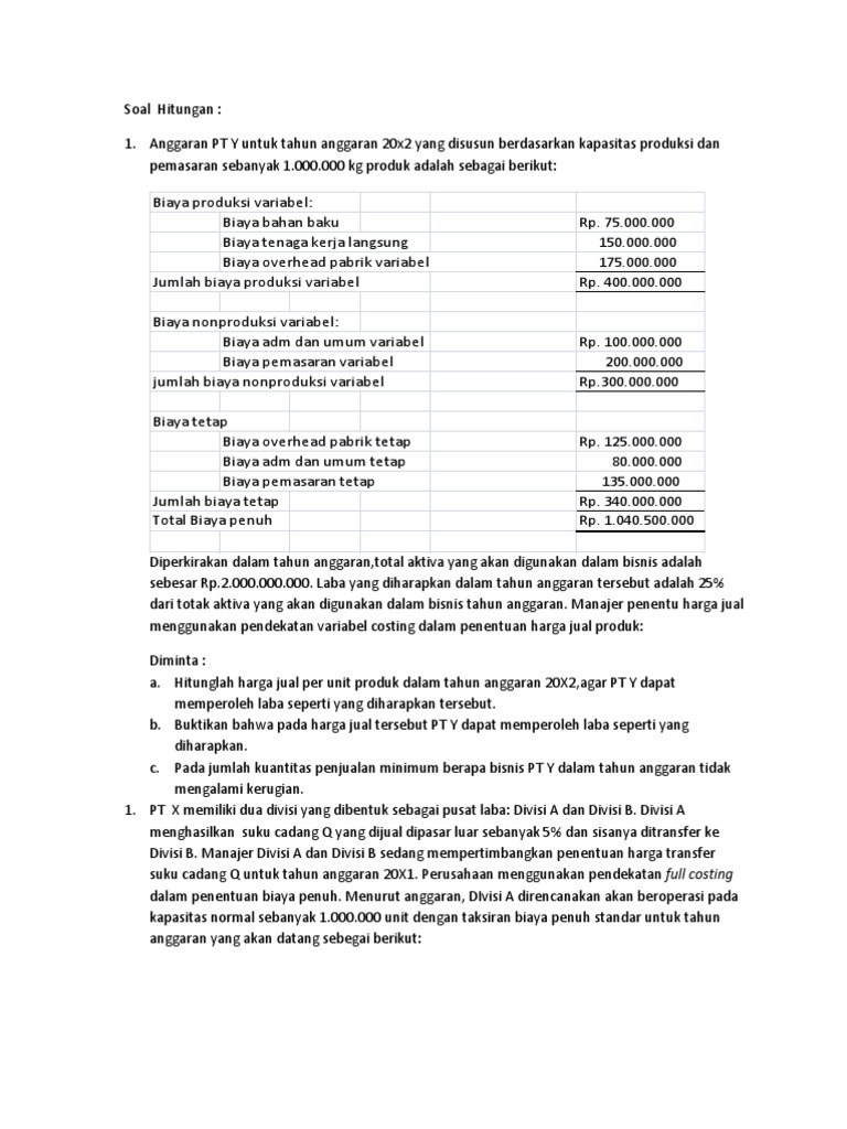 Soal Uts Akmen 2012 | PDF