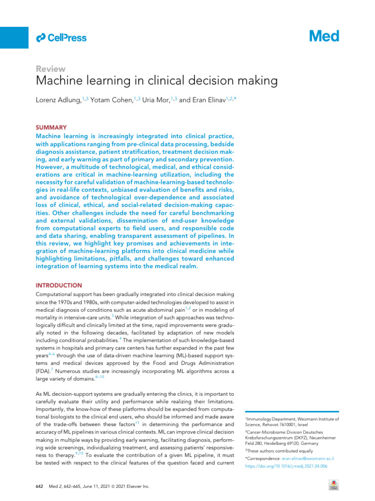 Machine-learning-in-clinical-decision-making_2021_ | PDF | Receiver ...