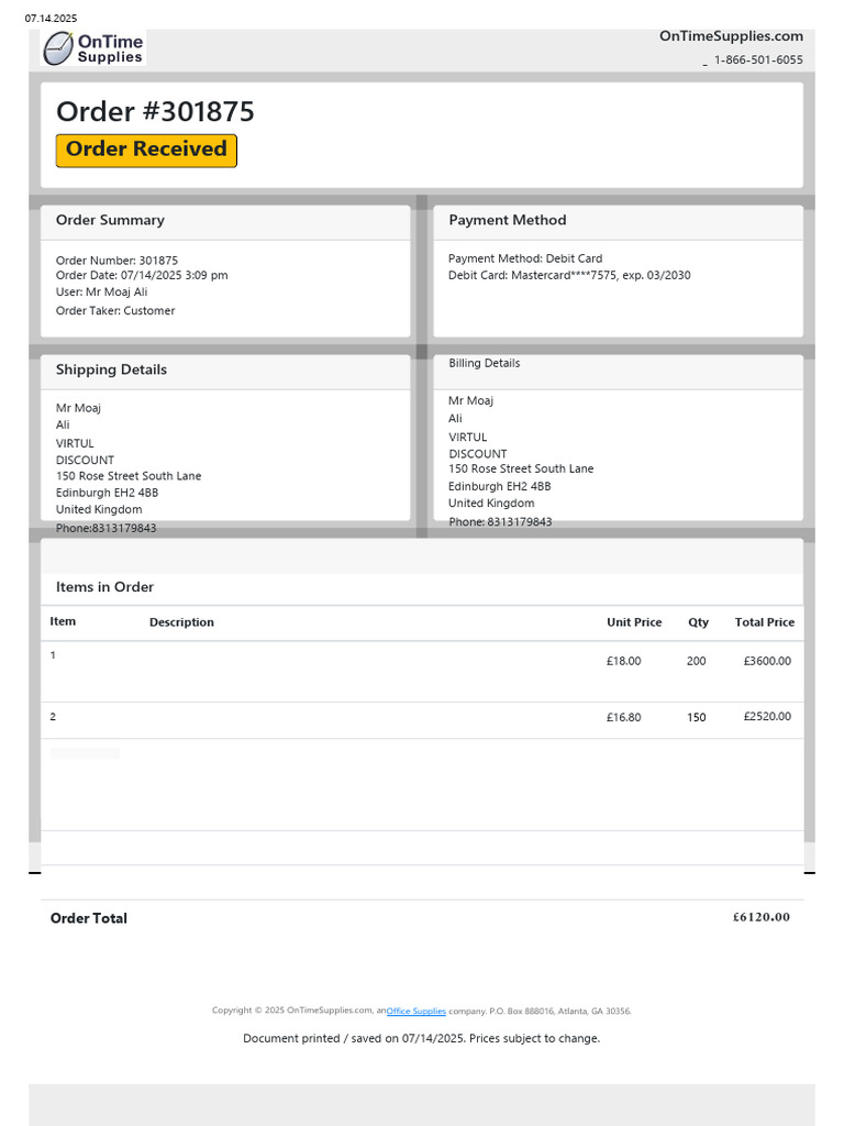 Order Invoice | PDF | Financial Technology | Finance & Money Management